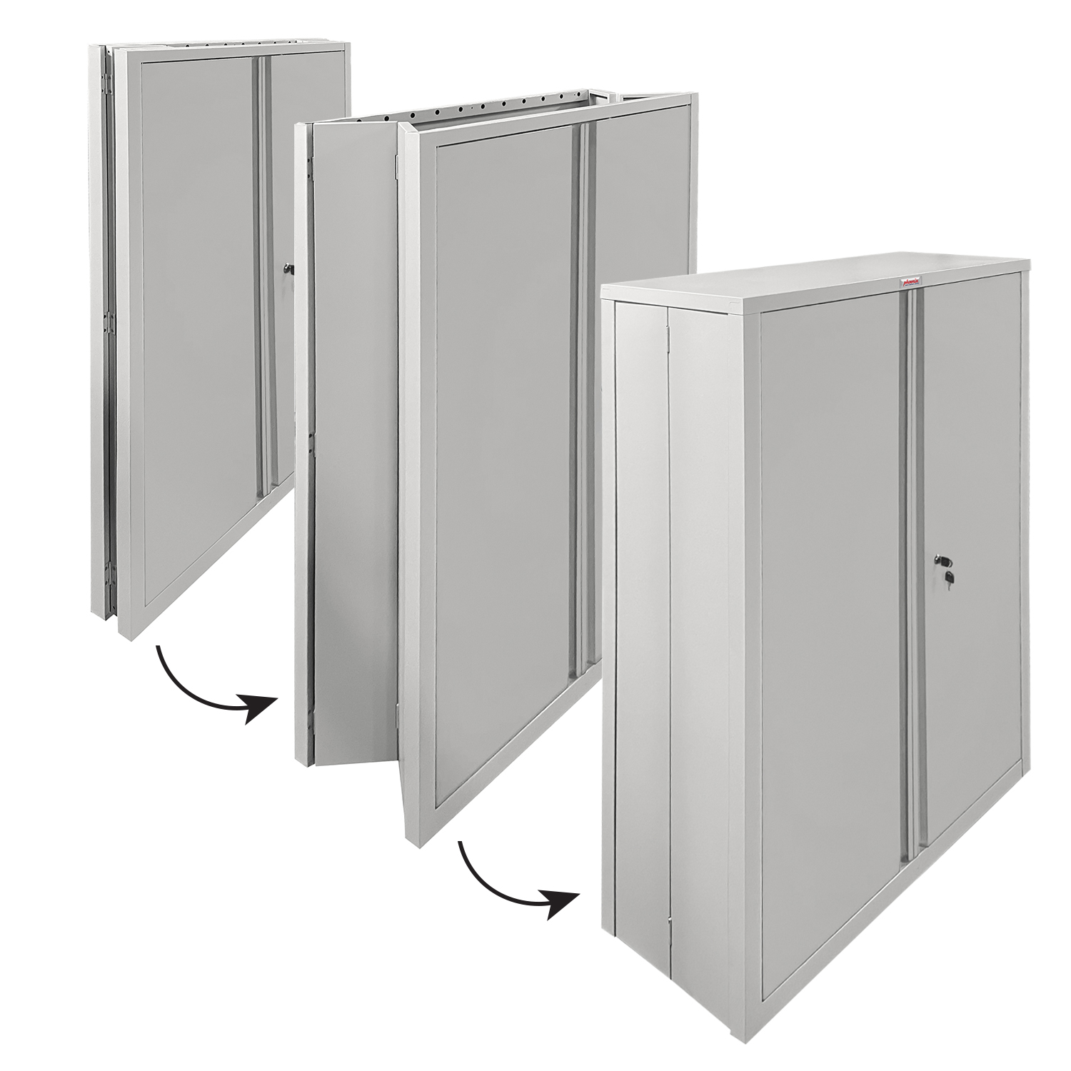 Phoenix 2 Door 3 Shelf Foldable Cupboard with Key Lock - Lockertek